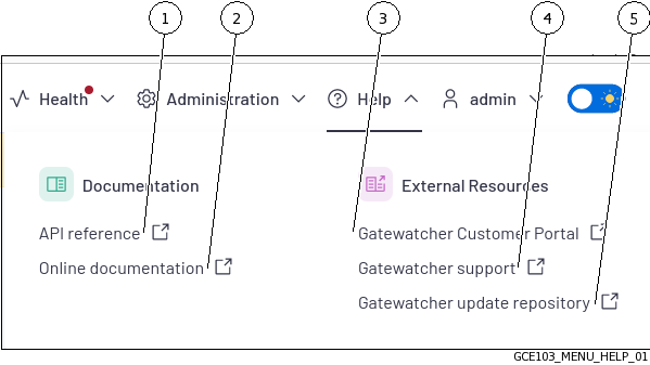 5.7.5.1. Overview of the `Help` menu — Documentation GCenter Documentation V103 2.5.3.103