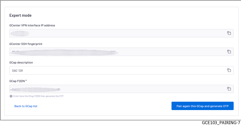 8.3.2. Pairing again a GCap — Documentation GCenter Documentation V103 2.5.3.103
