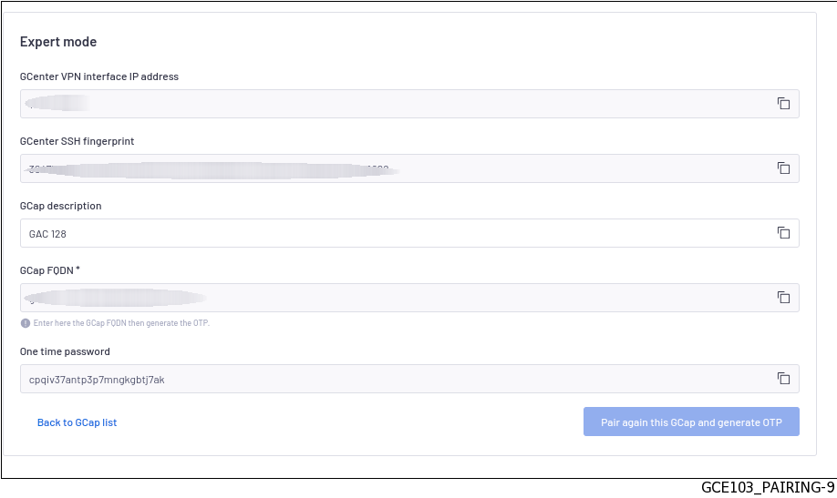 8.3.2. Pairing again a GCap — Documentation: GCenter V2.5.3.103 Version 2.5.3.103 documentation